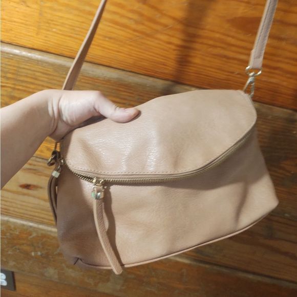 MMS Design Studio | Bags | Mms Blush Pink Vegan Leather Crossbody Bag ...